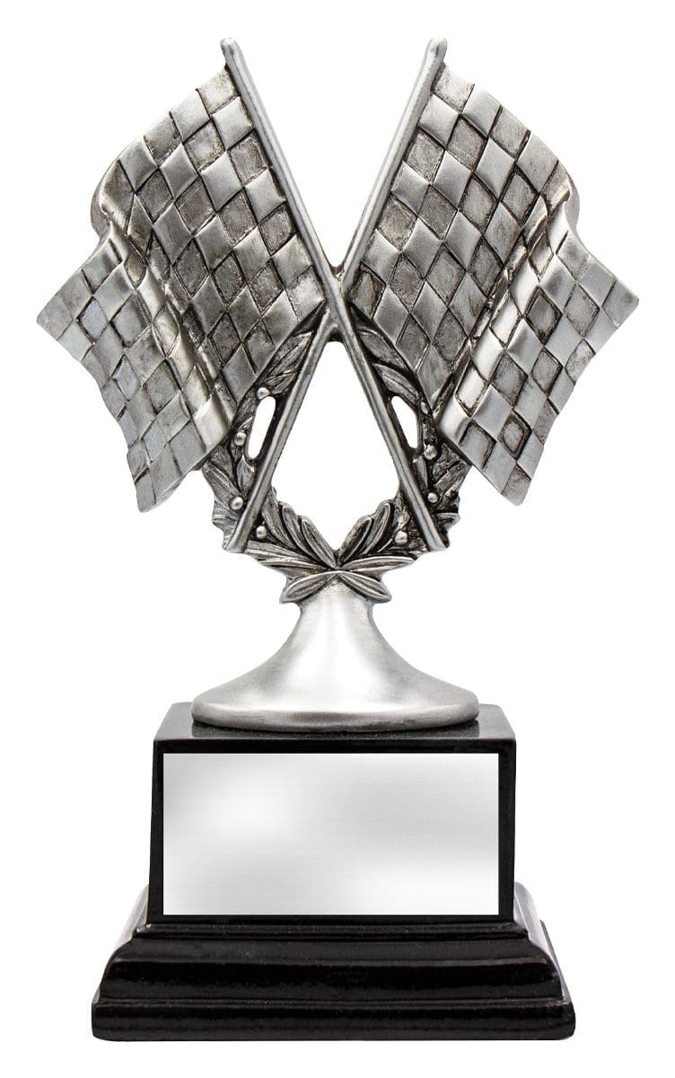 Motorsport Silver Checkered Flags Trophy - Direct Trophies and Awards