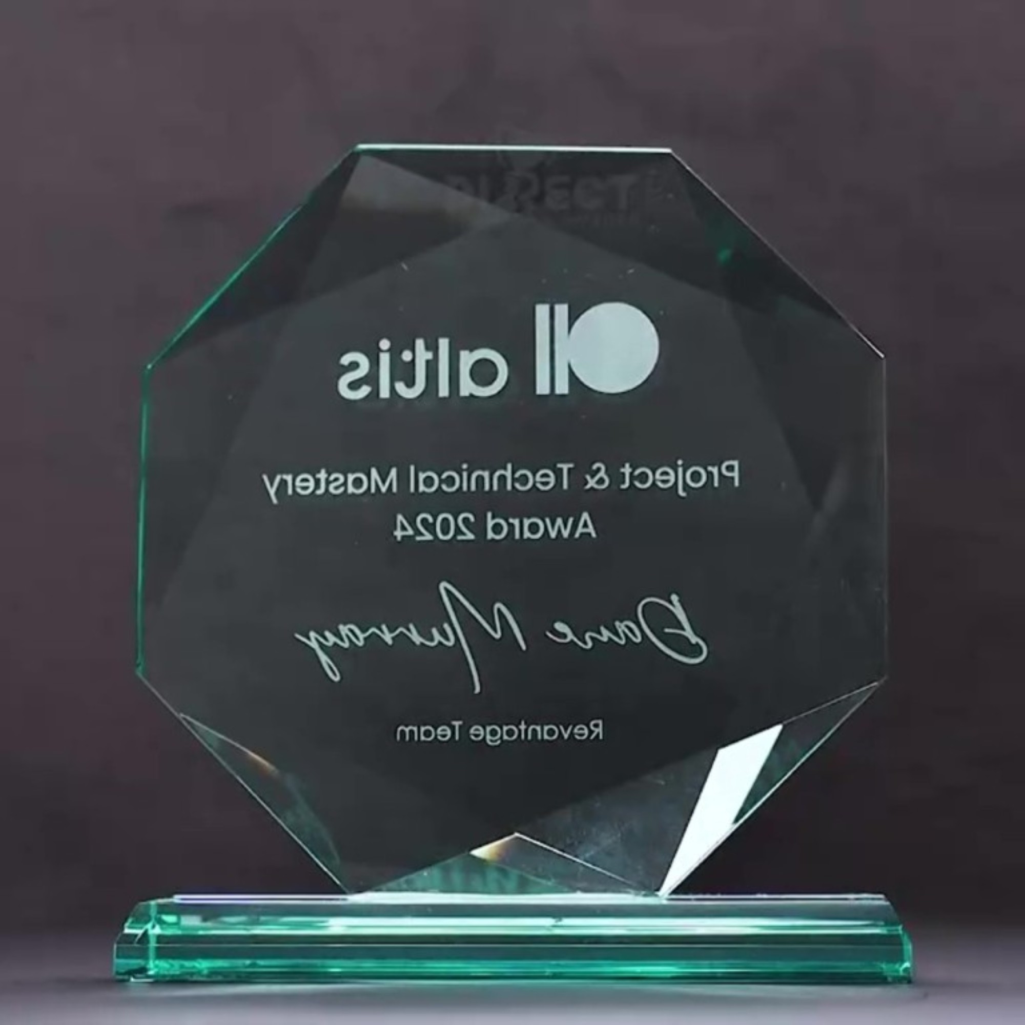 Emerlite Octagon Glass Trophy - Direct Trophies and Awards